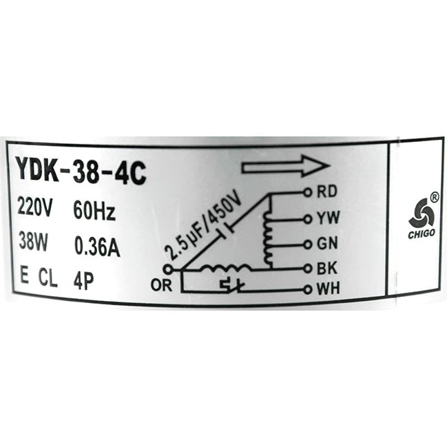Motor minsplit, Mirage 2T,220V ,38W, 4P, Cap 2.5Uf 450V,60Hz,Rot Derecha, Mod.Ydk-38-4C - 320203060
