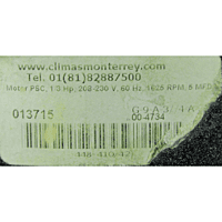 Motor Psc 1/2Hp, 448-410/52 ,208-230V,60Hz, 1625Rpm , 5 Mfd Rotacion ...