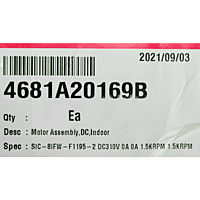 Motor Assembly, Dc,Indoor, Lg Parts And Accessories, Lg Hvac Parts And ...