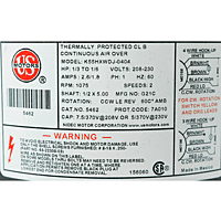 Motor Condensador Rescue Cerrado, 208-230V, HP 1/3 a 1/6, RPM 1075, 2.6 ...