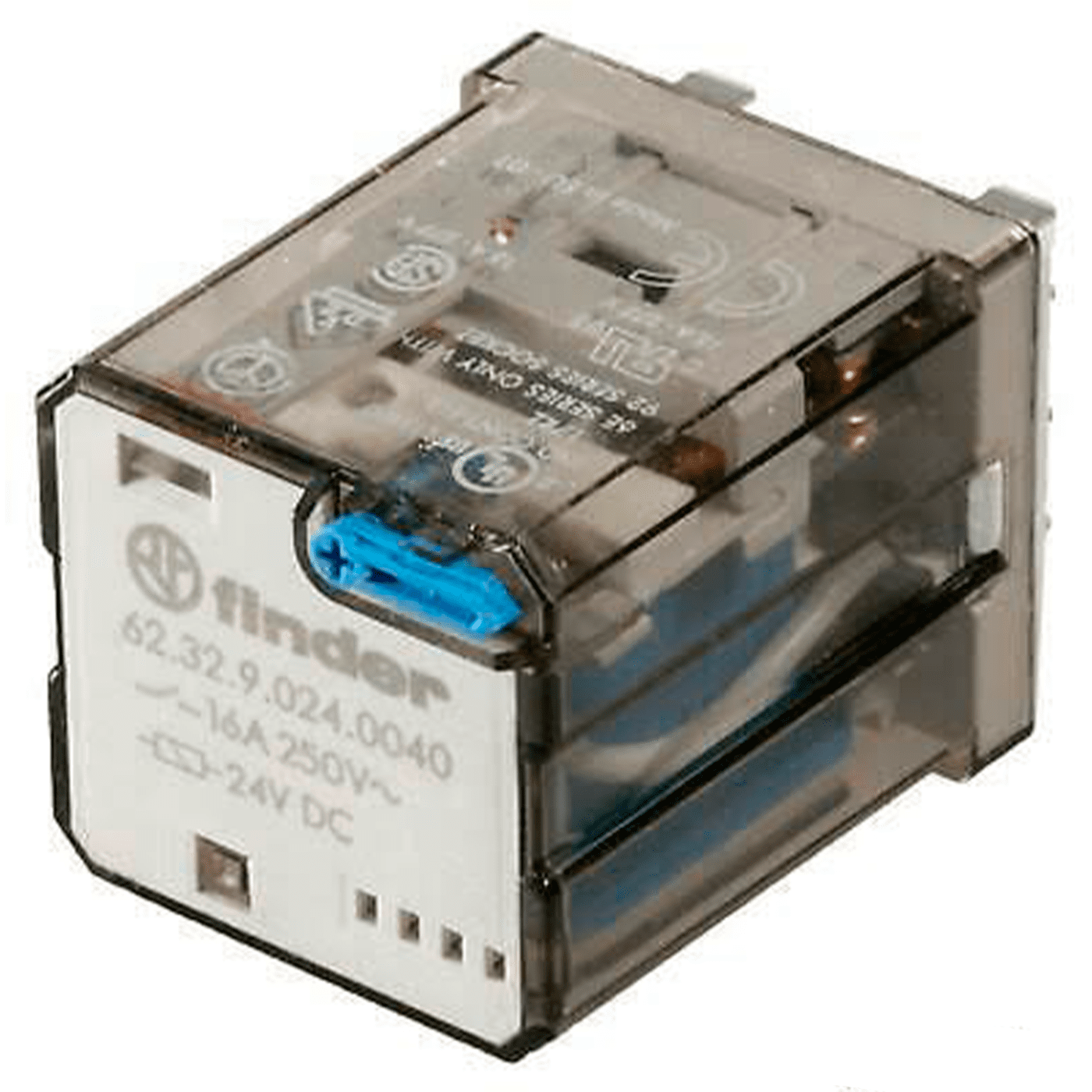 Relay Finder 2CC Faston, 16Amp, 24Vac, Base 9243- 6232A24