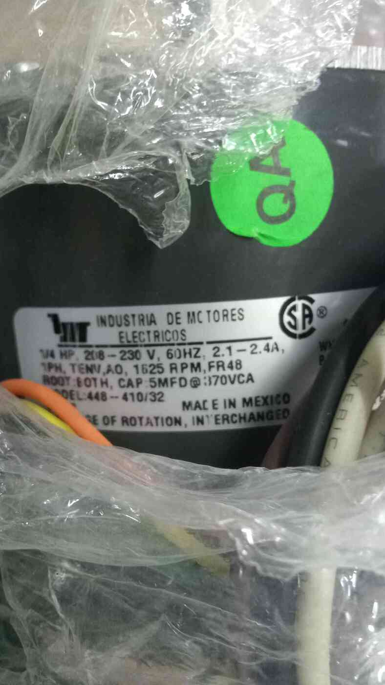 Motor PSC 1/4 Hp, 448-410/32, 208-230V, 1625RPM, 60Hz, Ambas Rotación ...