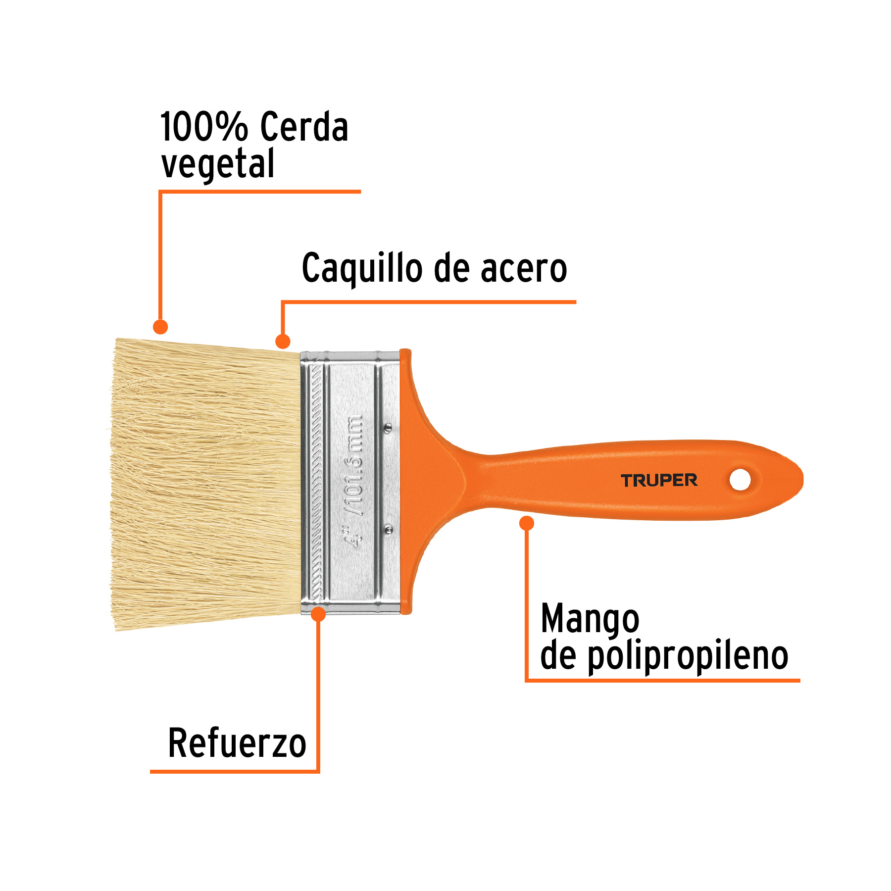 Brocha para encalar e impermeabilizar, mango de plástico, 4' - BREN-4 / ...