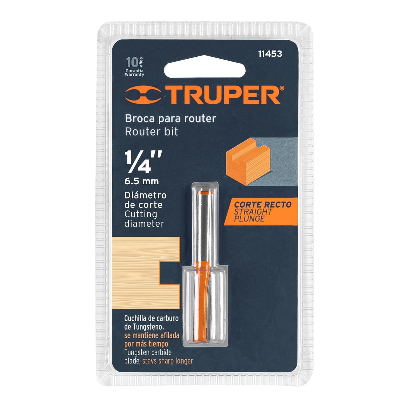 Broca para router, recta 2 filos, 1/4', larga - BROU-R2-1/4L / 11453