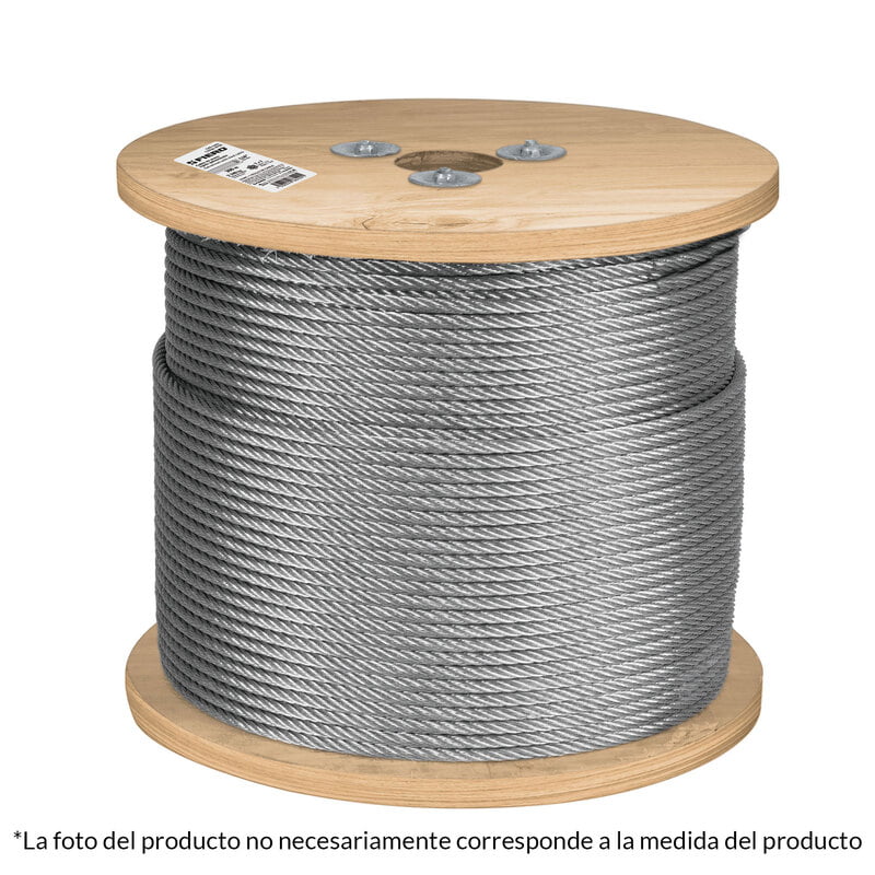 Metro de cable rígido 3/16' de acero 7x7 hilos, 300 m - CAB-3/16R3 / 48798