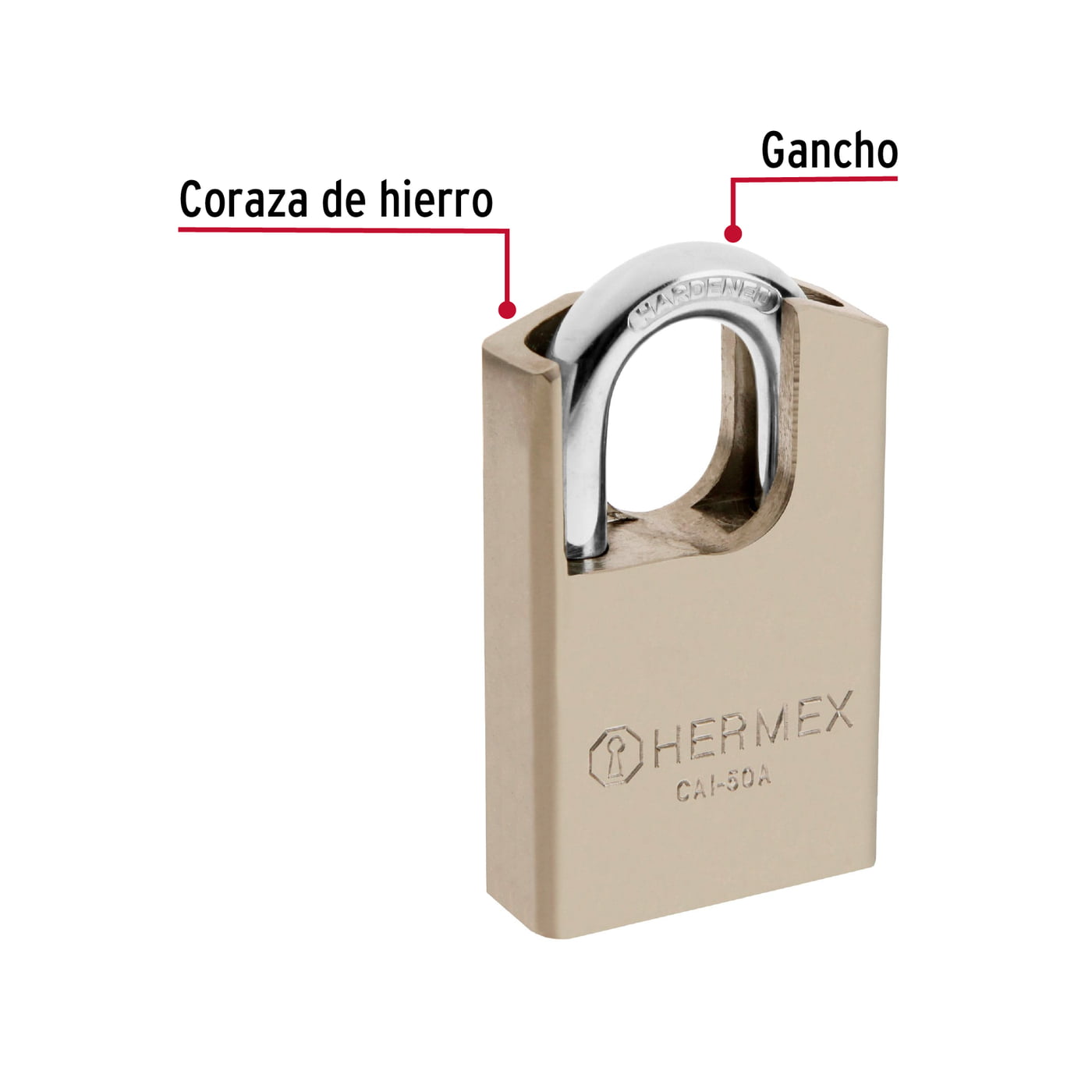 Candado de acero, máxima seguridad, 50mm, llave anti-ganzúa - CAI-50A ...