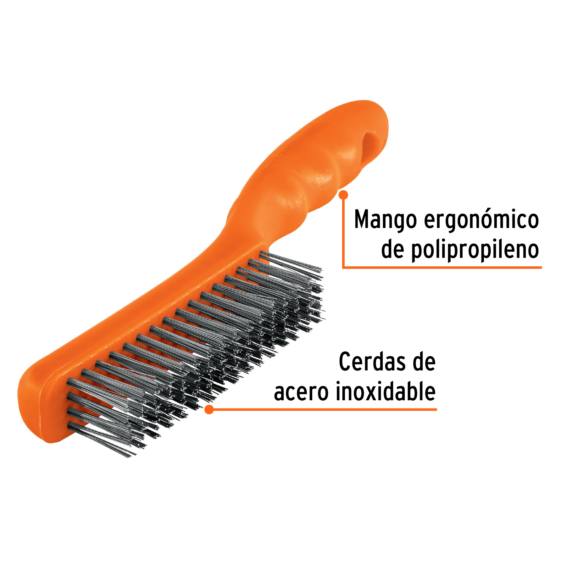 Cepillo de alambre, cerdas acero inoxidable, 64 pinceles - CEA-54I / 10656