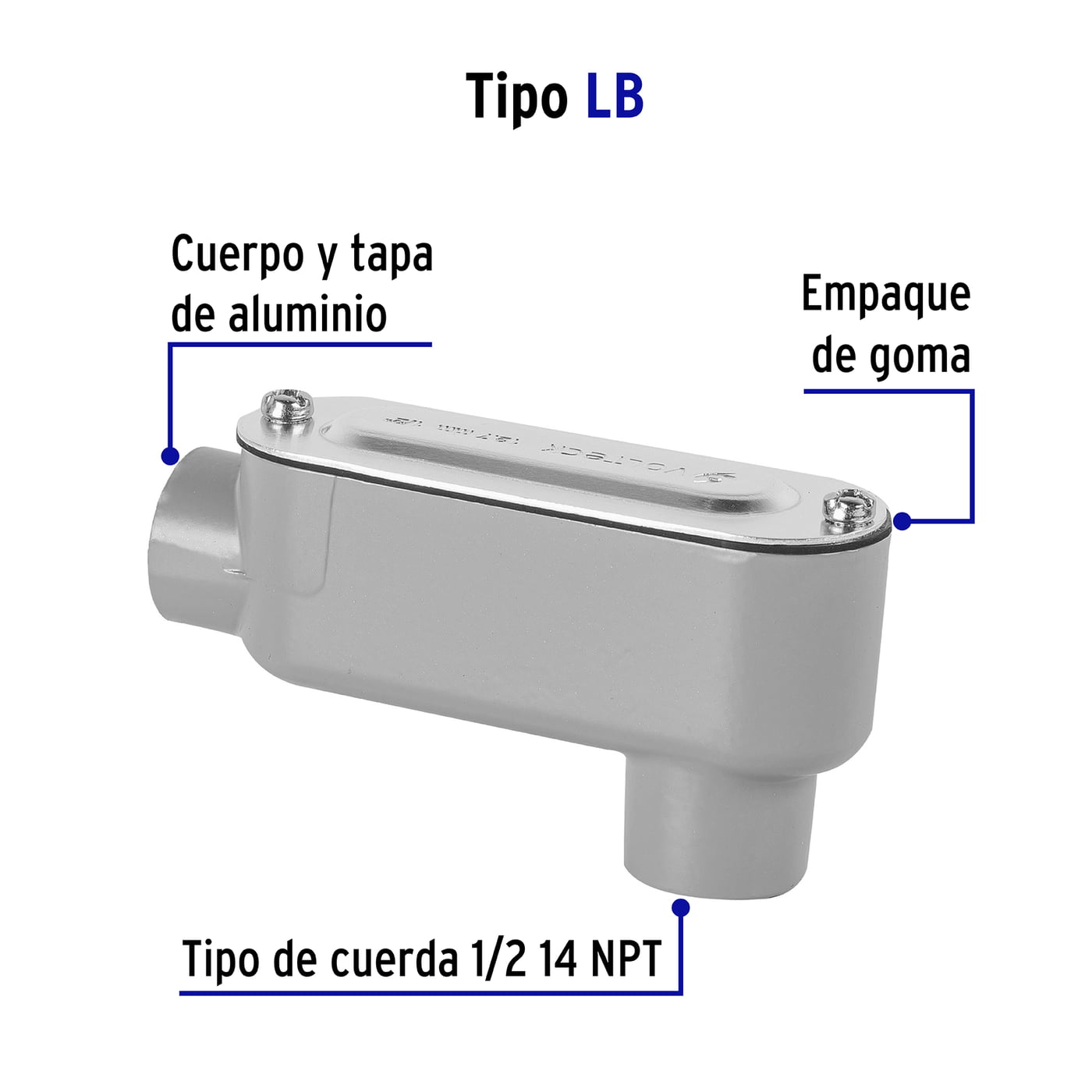 Condulet 1/2' conexión tipo LB, Volteck - COLET-1/2-LB / 46970