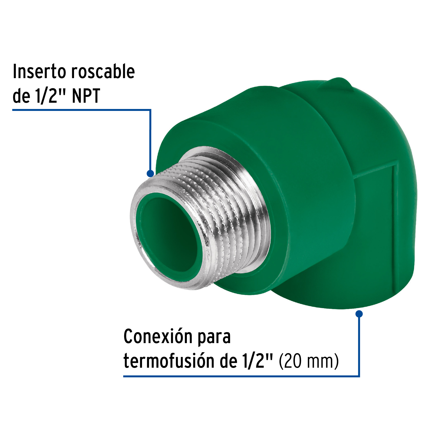Codo 90° de PPR, 1/2', 20mm, macho - CV-511 / 49855