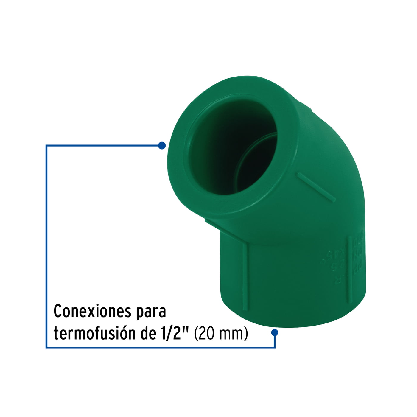 Codo 45° de PPR, 1/2', 20mm - CV-861 / 49867 Codo 45° de PPR, 1/2', 20mm - CV-861 / 49867
