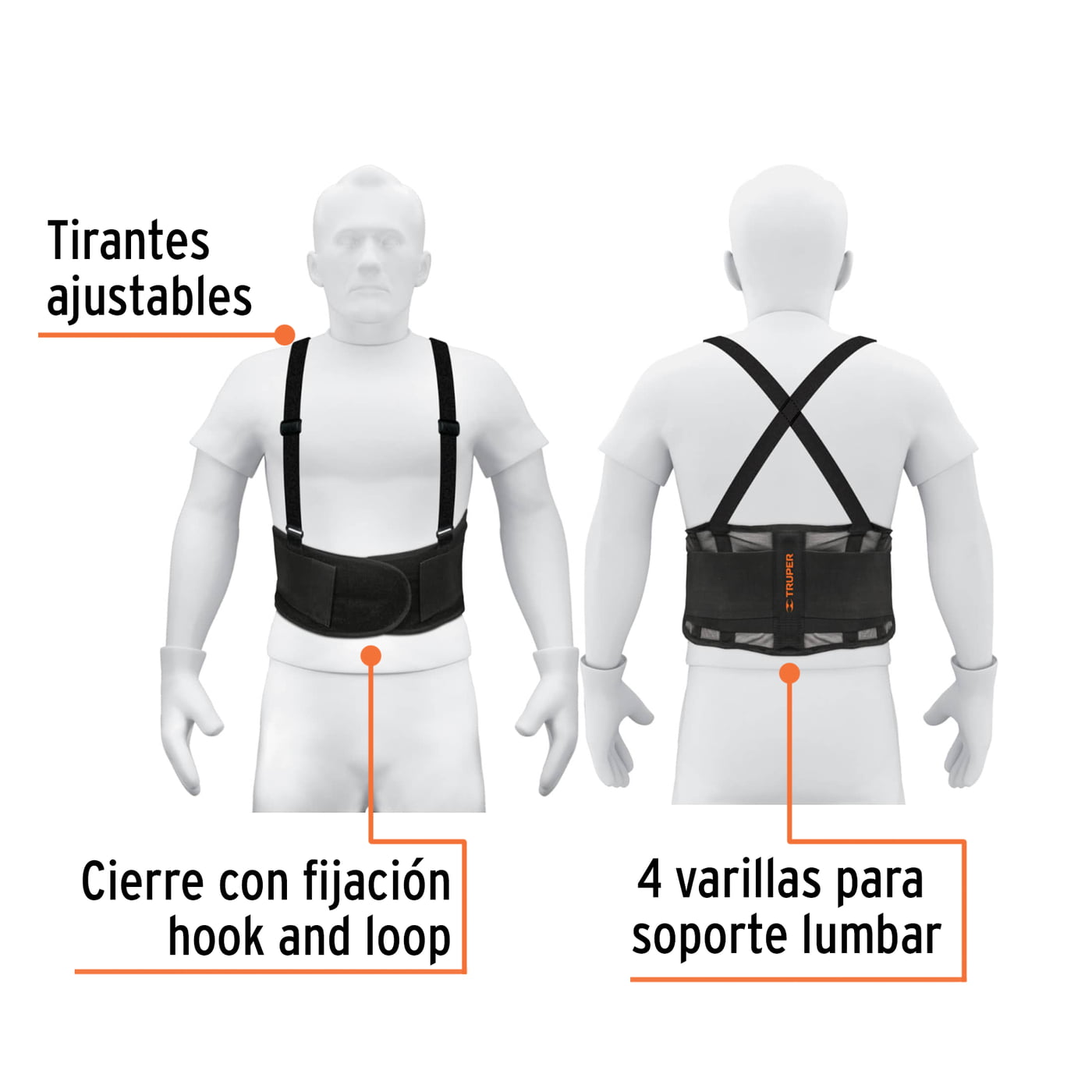 Faja con tirantes ajustables, ventilada, talla mediana - FAJA-MV / 11965