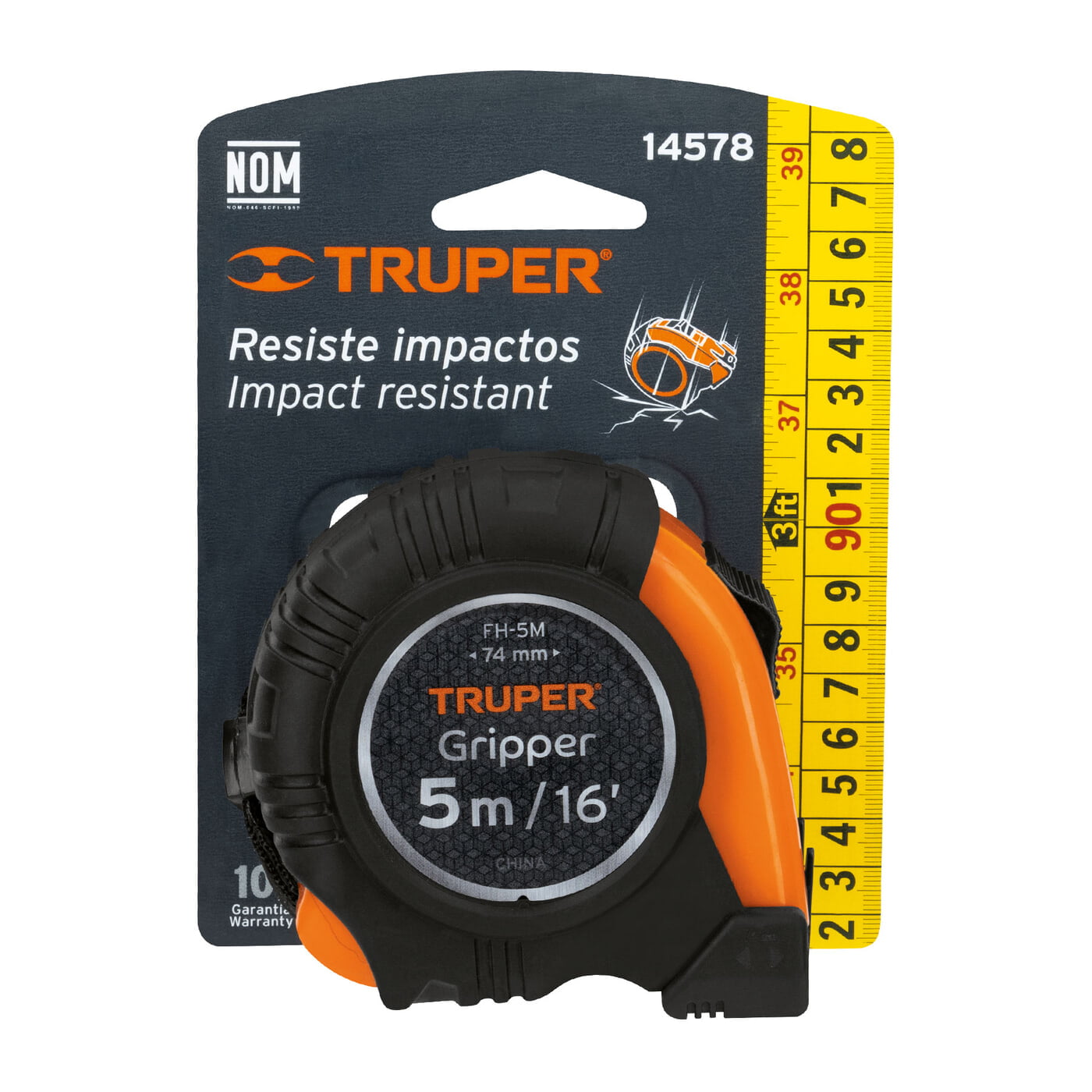 Flexómetro Gripper contra impactos 5 m cinta 19 mm, Truper - 14578 - FH ...