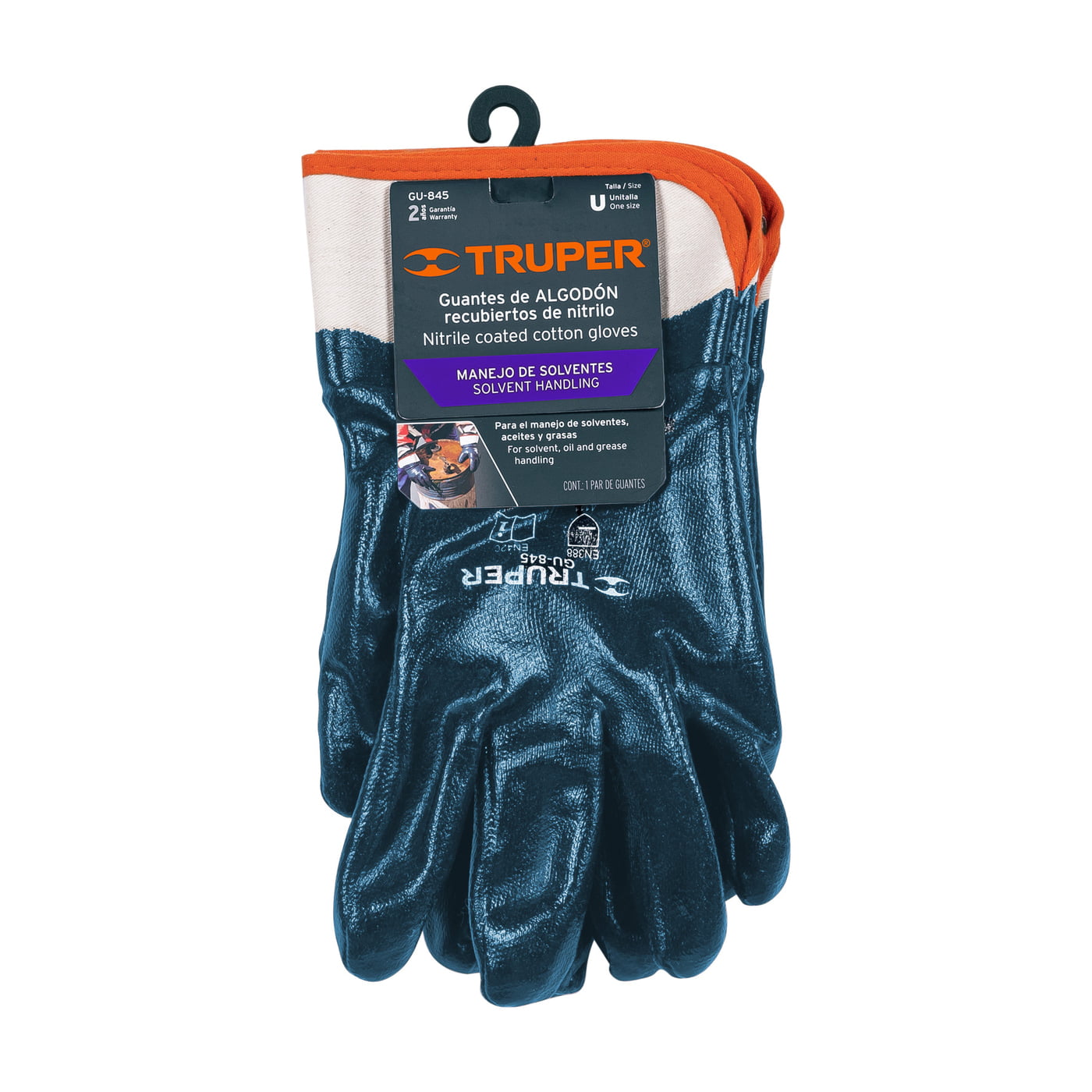 Guantes de algodón recubiertos de nitrilo, puño seguridad - GU-845 / 15245