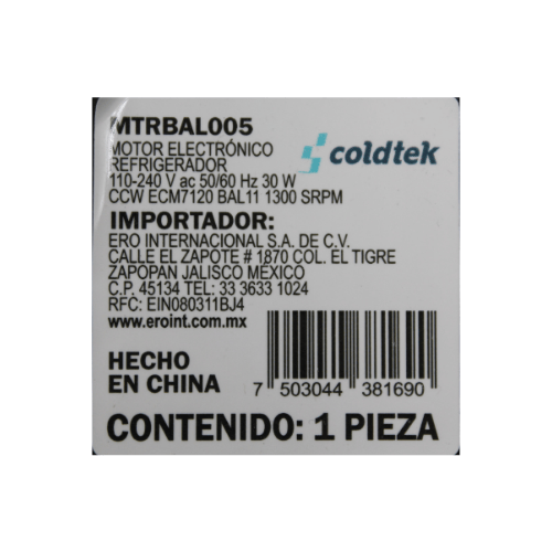 Motor Balero BA11 1300 RPM IP65 para IMBERA – MTRBAL005