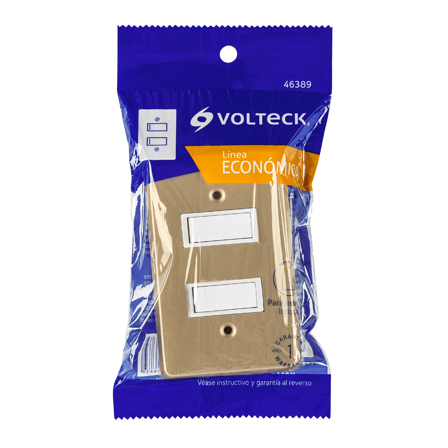 Placa armada 2 interruptores sencillos, línea Económica - PA-APDO-E / 46389