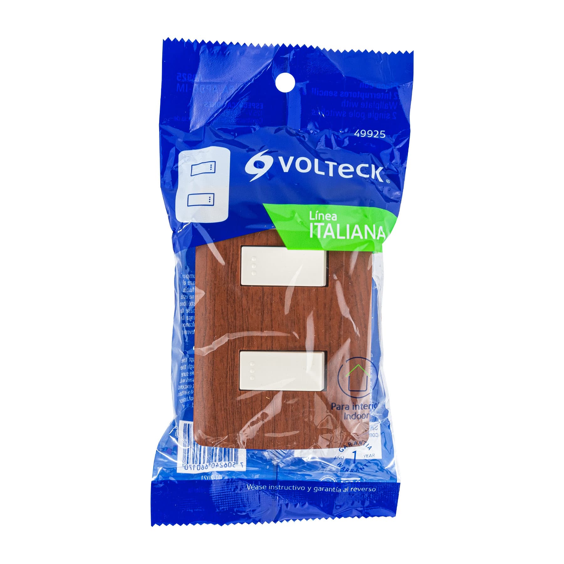 Placa armada 2 interruptores sencillos,madera,línea Italiana - PA-APDO ...