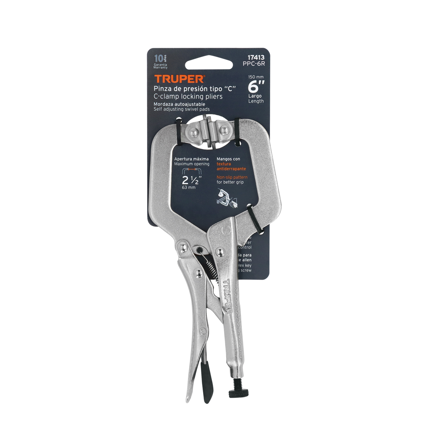 Pinza de presión tipo 'C' de 6', con mordaza autoajustable - PPC-6R / 17413