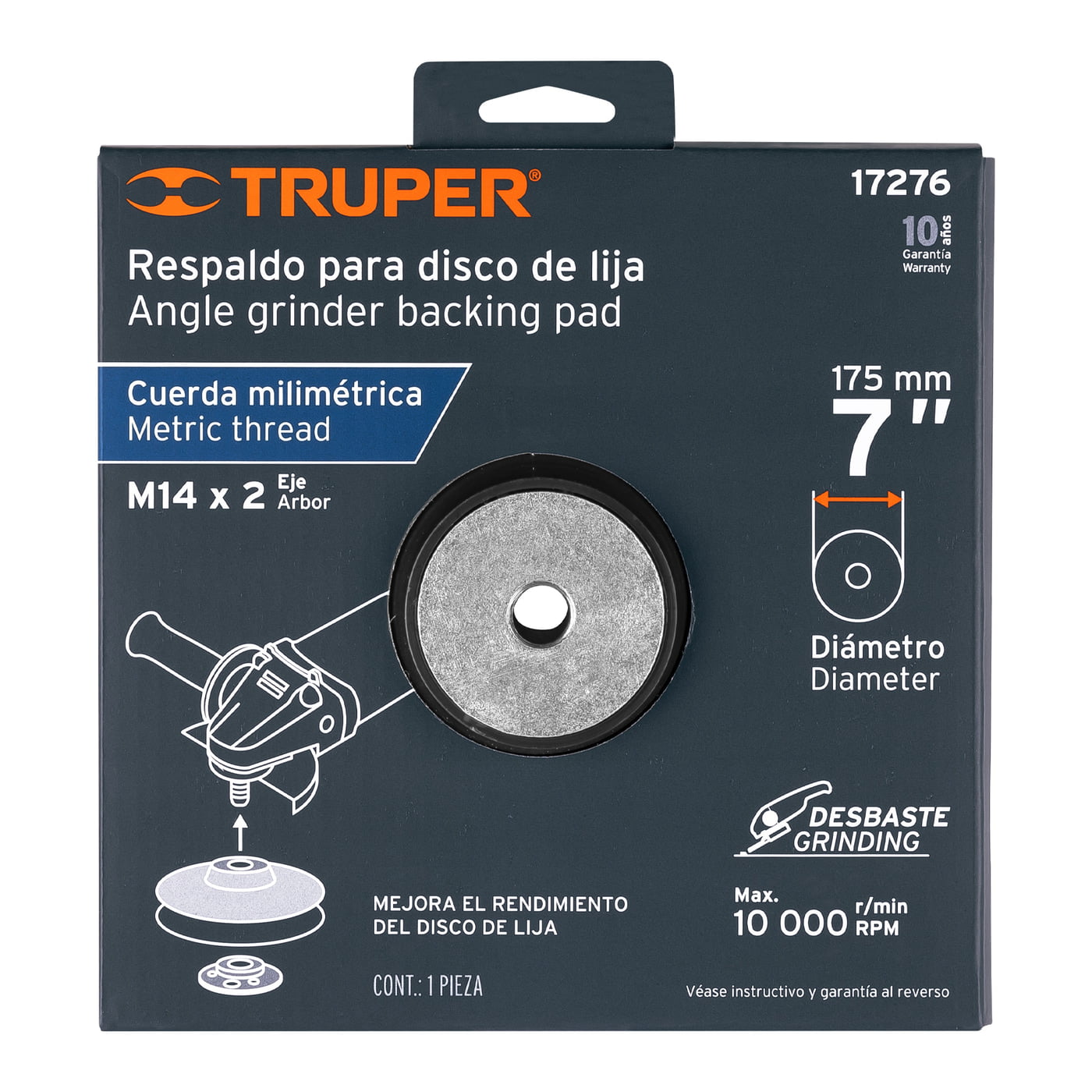 Respaldo para discos de lija 7', eje M14 - RES-DILI-7M / 17276