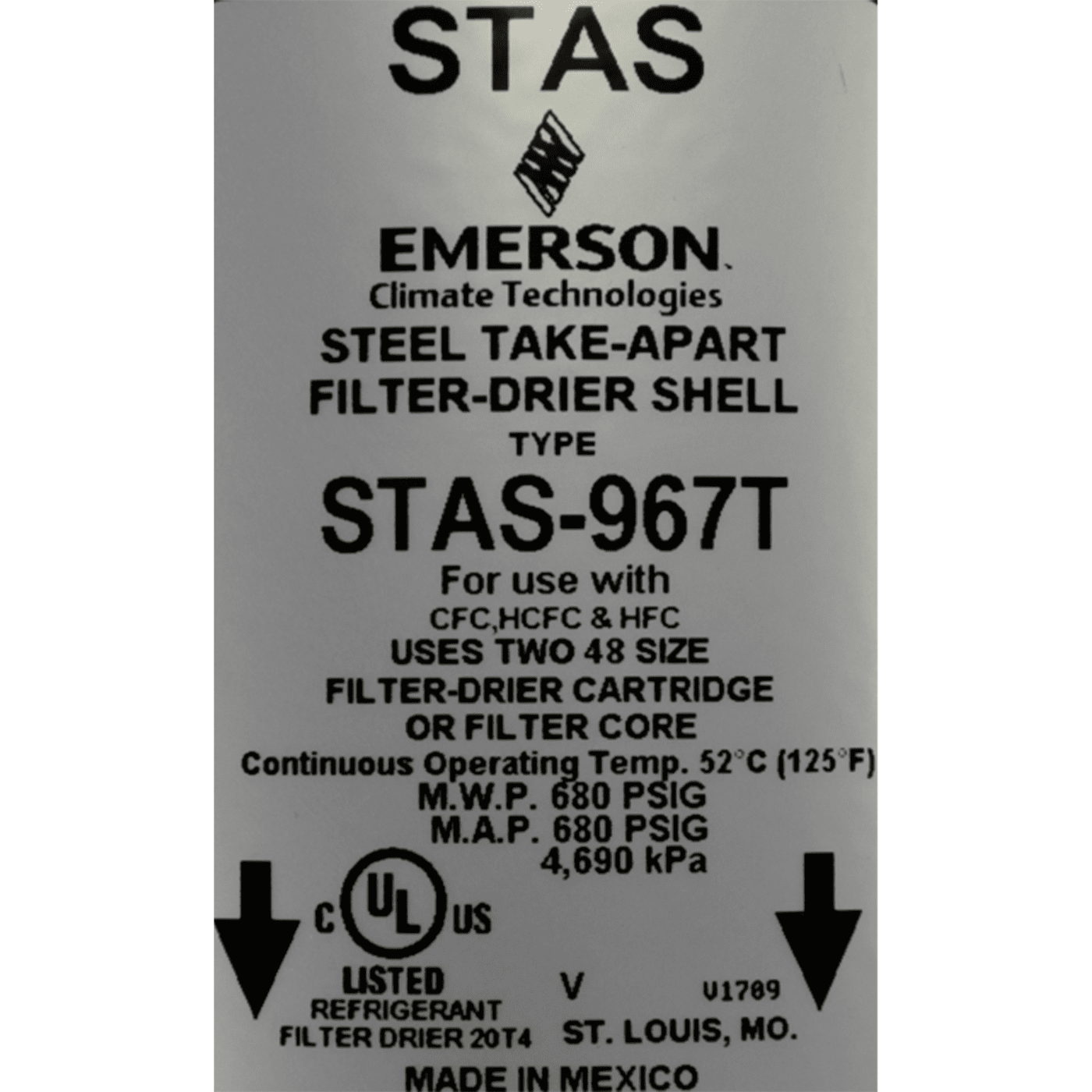 Filtro Deshidratador Linea De Liquido Recargable (48 Pulg) 7/8 Cap. 25 ...