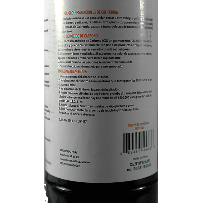 Tanque Color Negro,Etiqueta Negra Con Gas Clear Burn Cb-1000