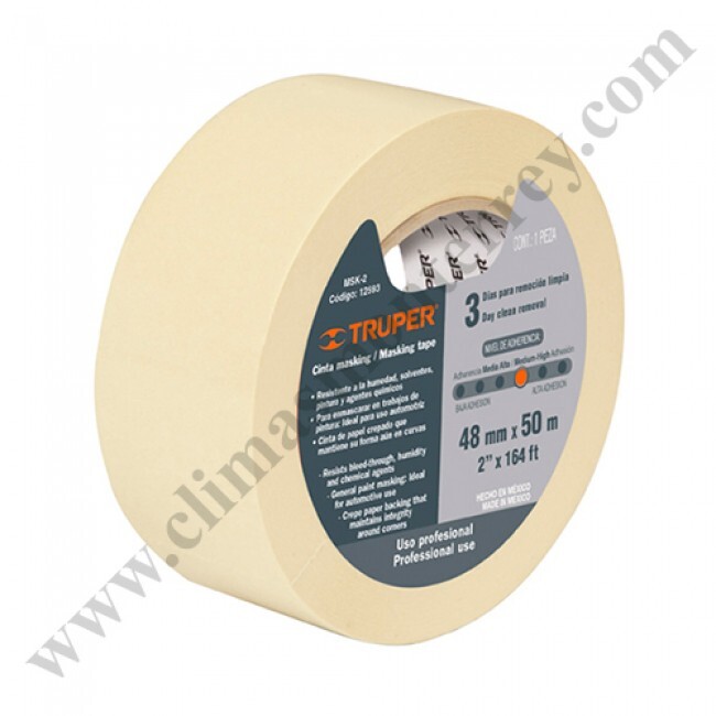 Cinta masking tape de 1/2' x 50 m, Truper - 12589 - MSK-1/2 - Caja con ...