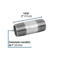 Niple, acero galvanizado, 1' x 3', cédula 40 - CG-417 / 47532