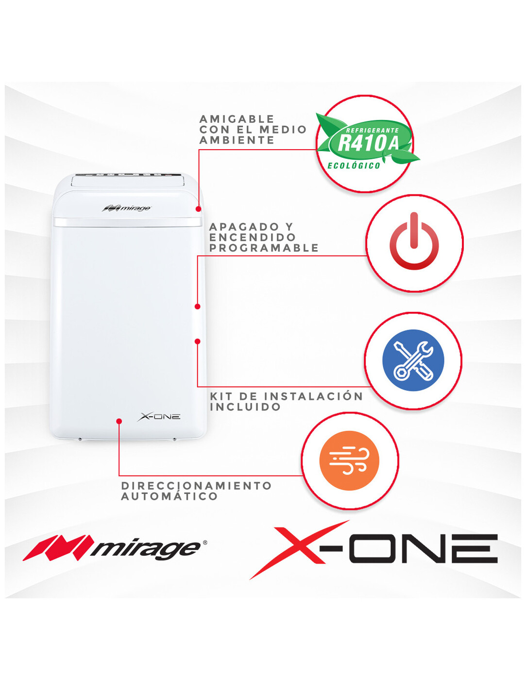 Climas Portatil Mirage X One 1 ton Con Calefacción 110v R410A - MAPS1411H