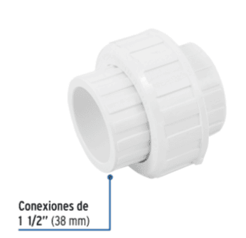 Tuerca unión lisa de PVC, 1-1/2' - PVC-975 / 45543